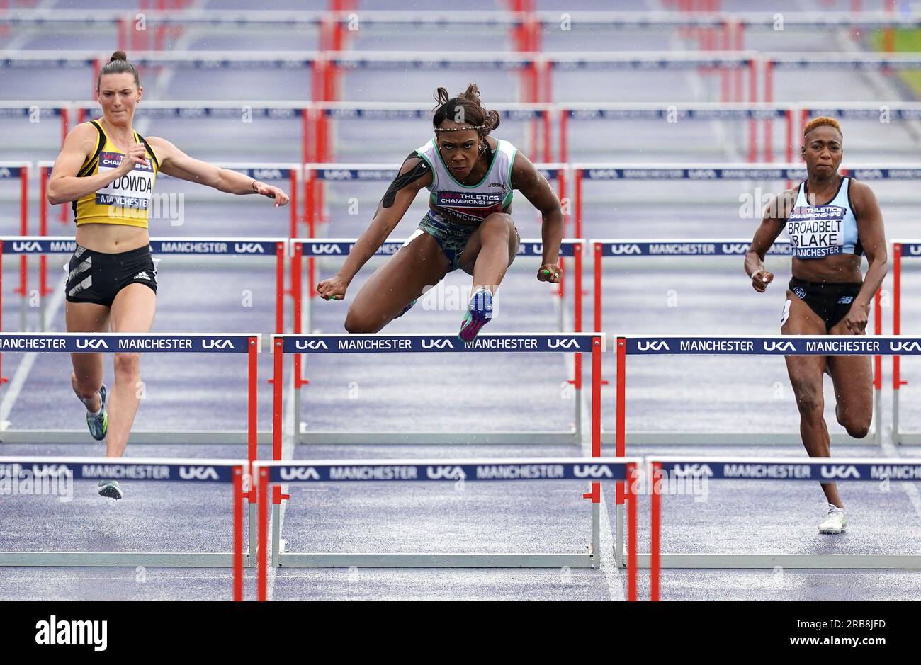 Cindy Sember in the Women's 100m Hurdles heats during day one of the UK ...