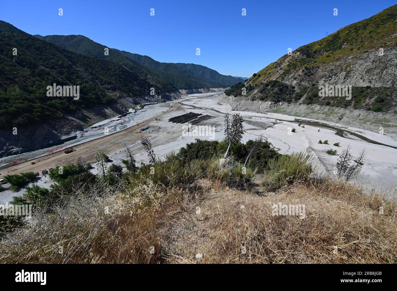 San Gabriel Reservoir No. 1 in the San Gabriel Mountains dewatered in ...