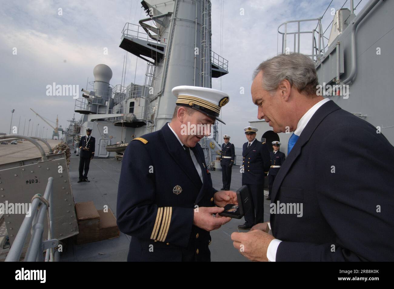 Tour of the Naval vessel, USS Normandy, by Secretary Dirk Kempthorne and aides during the ...