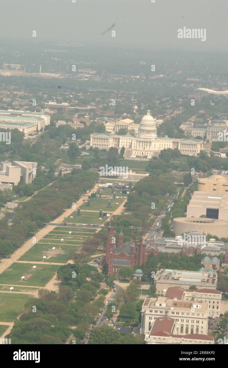 Aerial views of Washington, D.C. buildings, monuments, landscapes ...