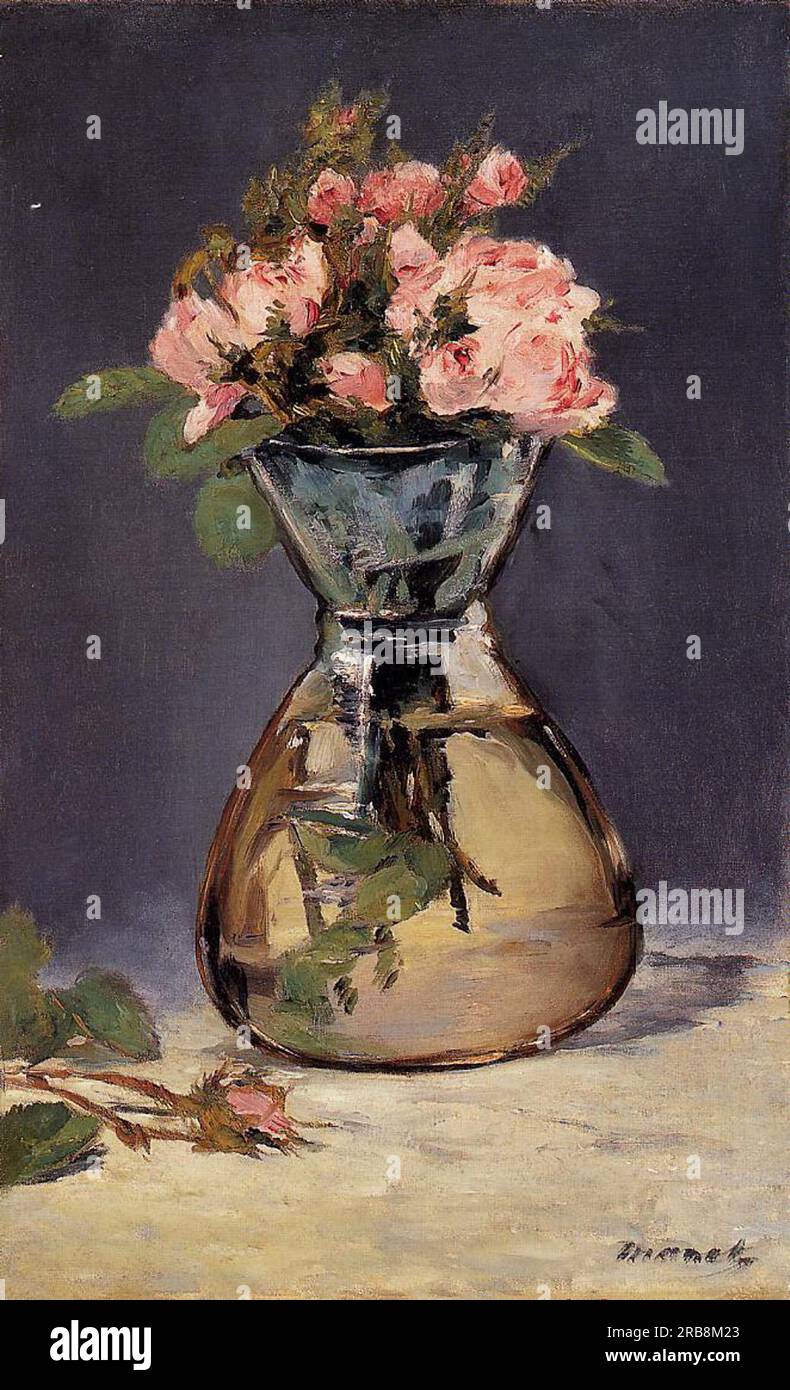 Moss Roses in a Vase 1882; Paris, France by Edouard Manet Stock Photo ...