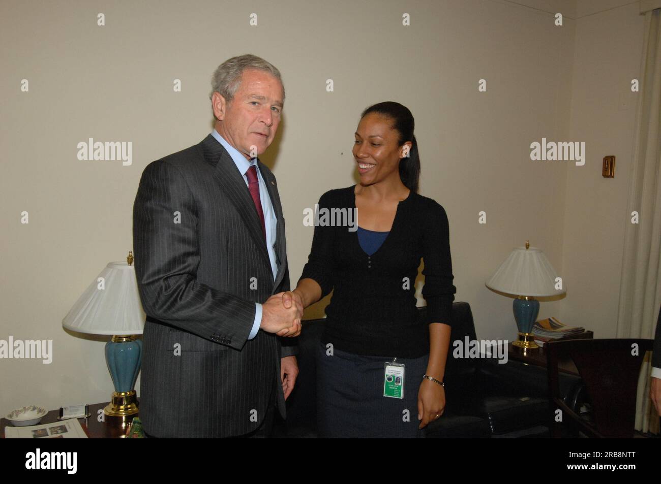 President George W. Bush touring offices in Main Interior, meeting ...