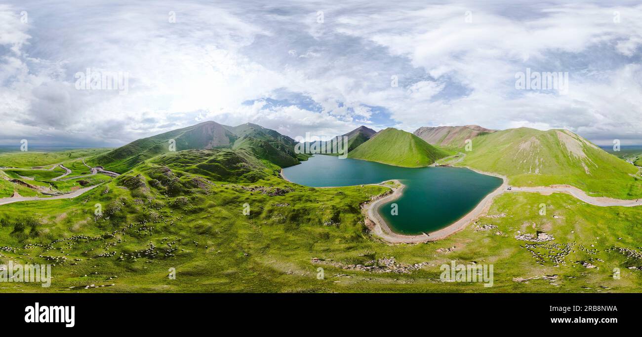 Hejing. 5th July, 2023. This aerial panorama taken on July 5, 2023 ...