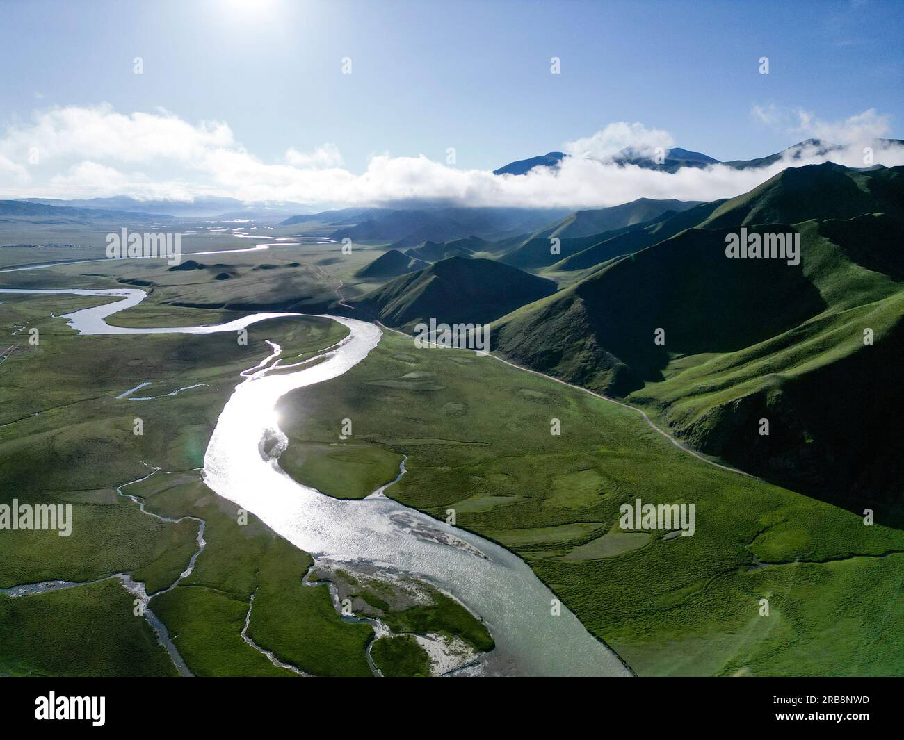 Hejing. 7th July, 2023. This aerial photo taken on July 7, 2023 shows a ...