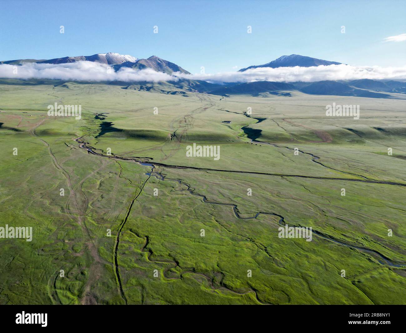 Hejing. 7th July, 2023. This aerial photo taken on July 7, 2023 shows a ...