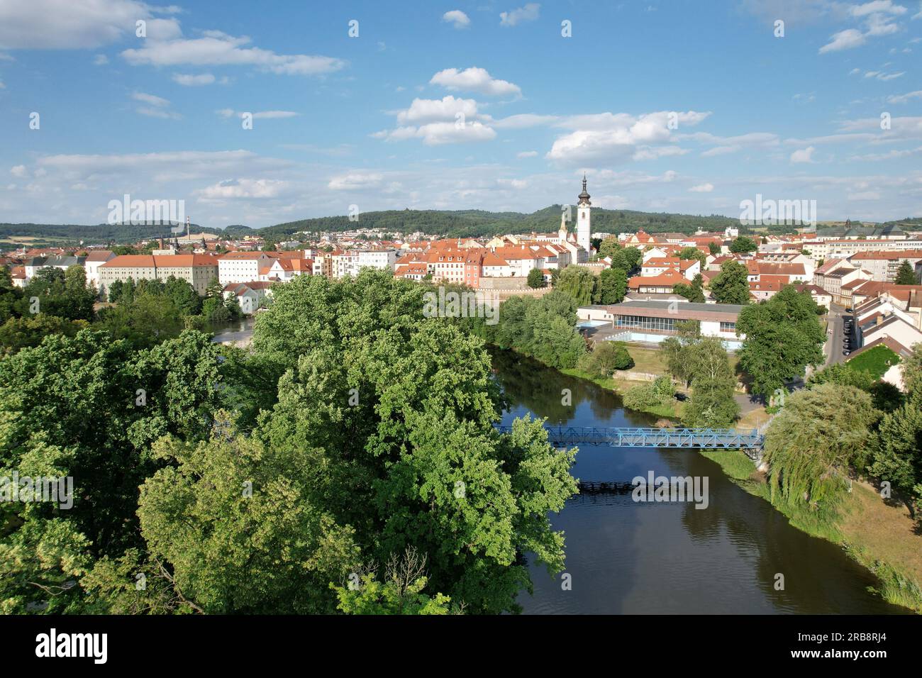 Pisek town cityscape,historical city center aerial panorama landscape ...