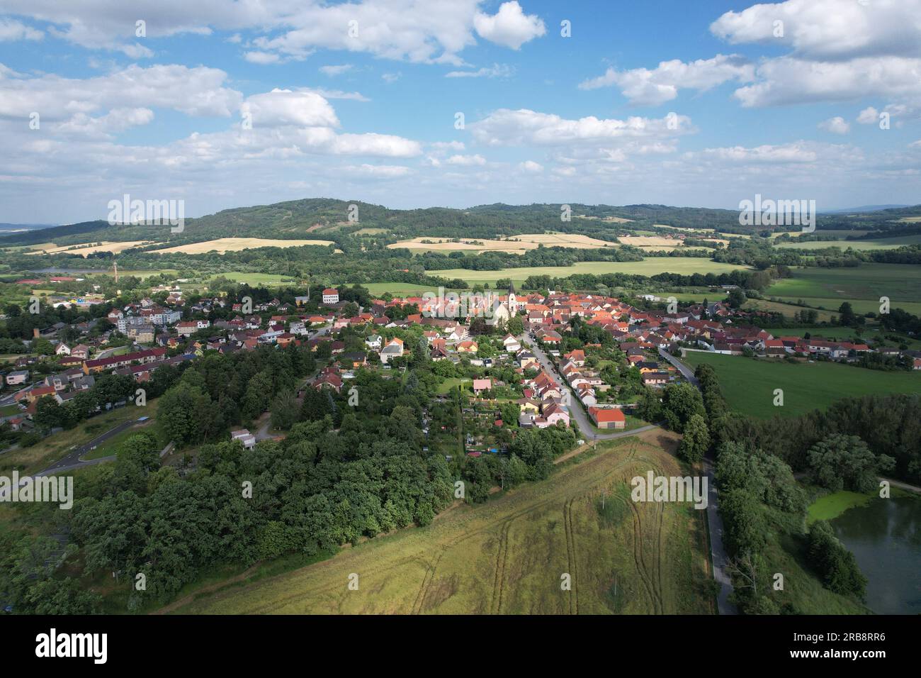 Bavorov historical town aerial panorama landscape view, South Bohemia ...