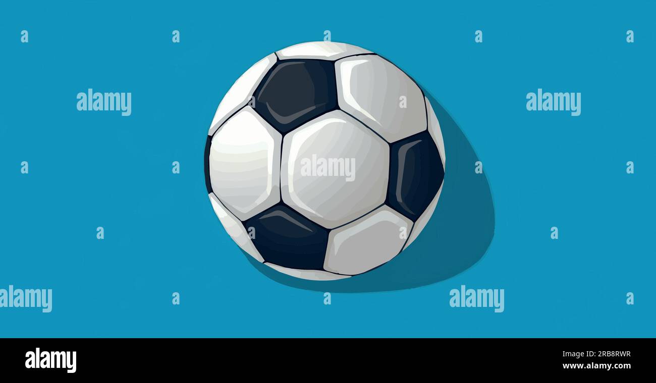 Abstract soccer ball on blue watercolor panoramic background, mosaic ...