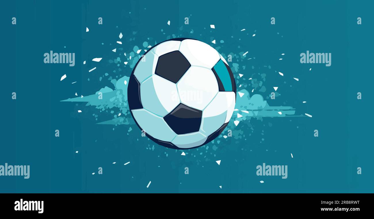 Abstract soccer ball on blue watercolor panoramic background, mosaic ...