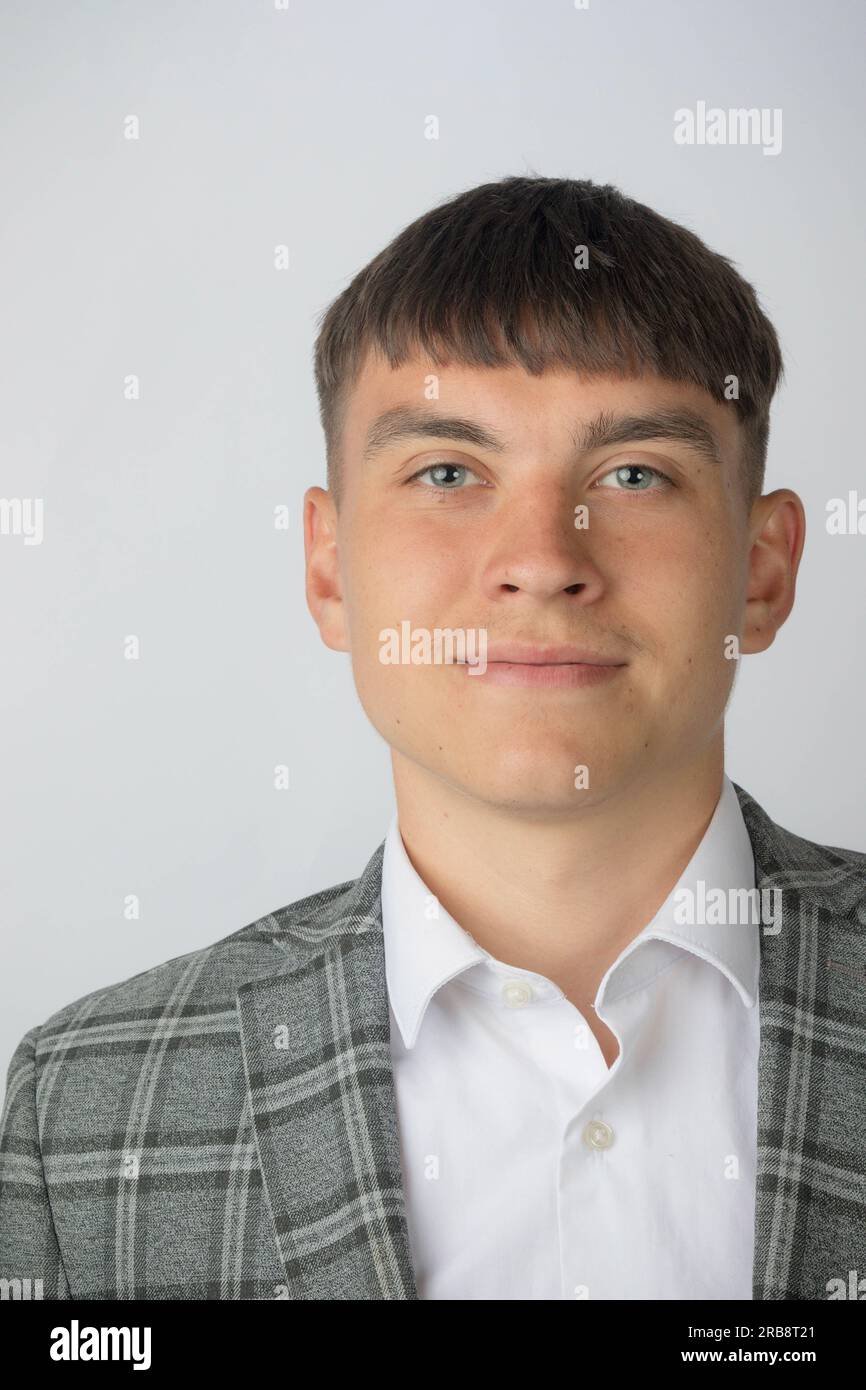 Young entrepreneur wearing a suit jacket and open neck shirt without a ...