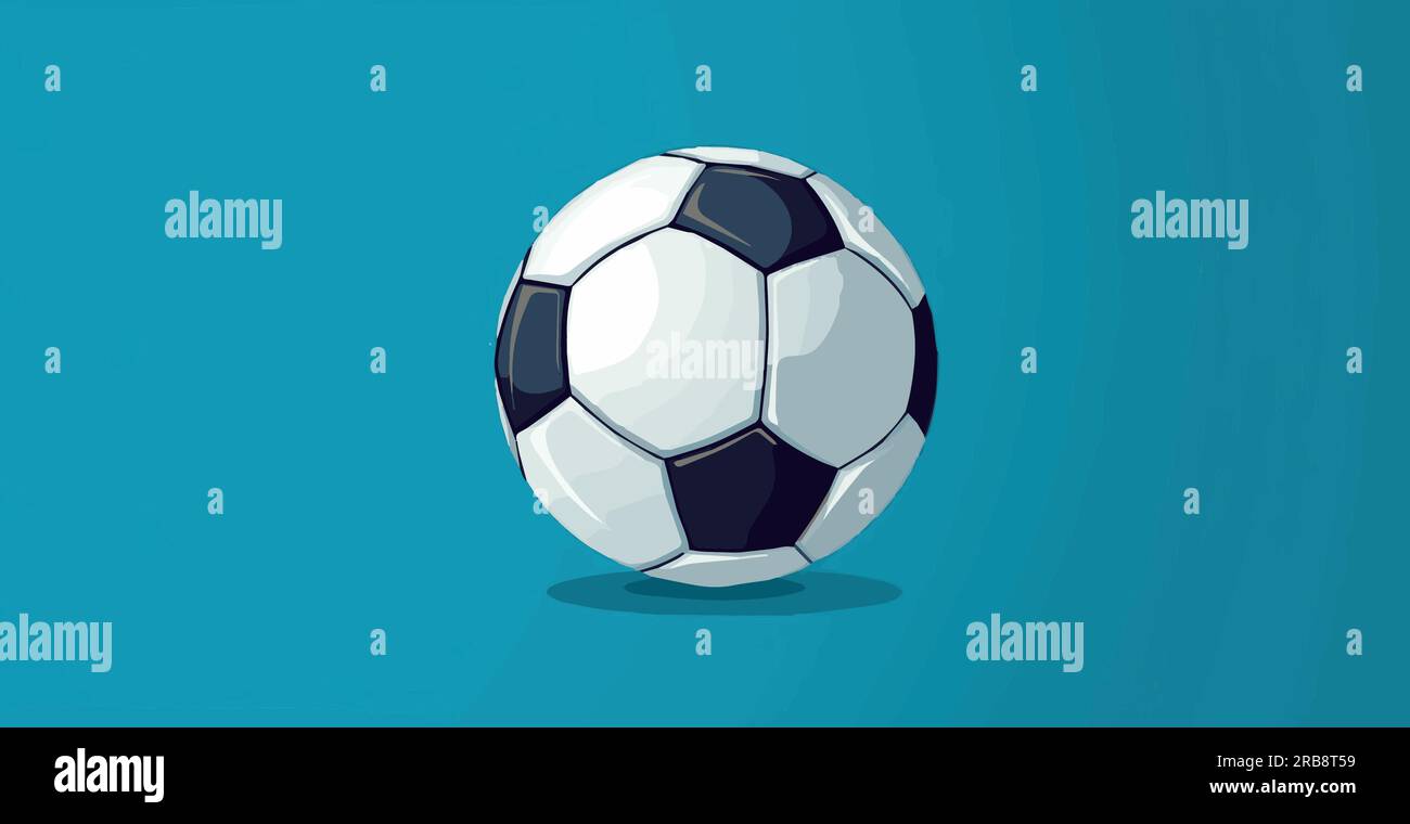 Abstract soccer ball on blue watercolor panoramic background, mosaic ...
