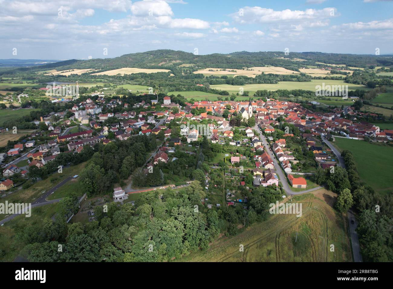 Bavorov historical town aerial panorama landscape view, South Bohemia ...