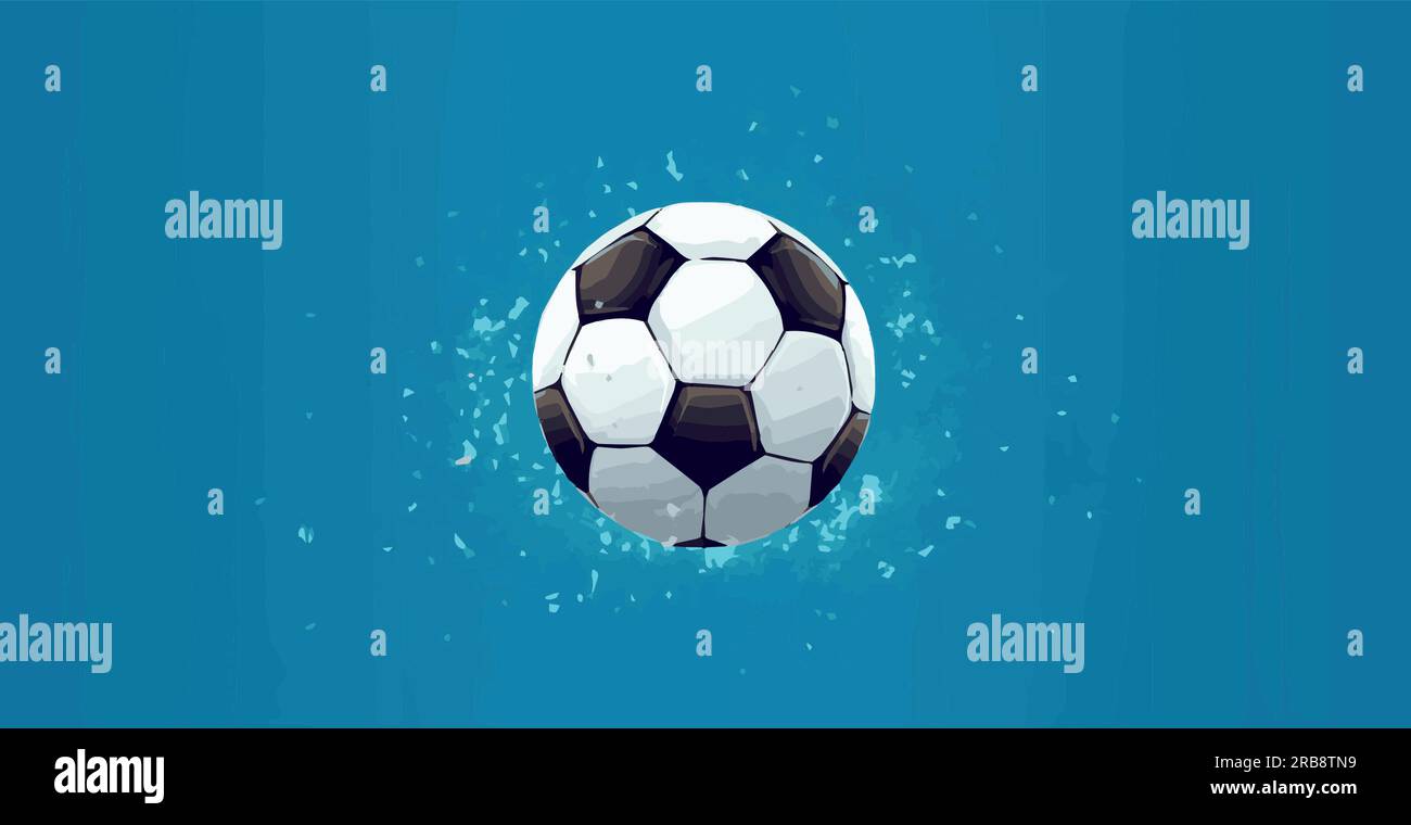 Abstract soccer ball on blue watercolor panoramic background, mosaic ...