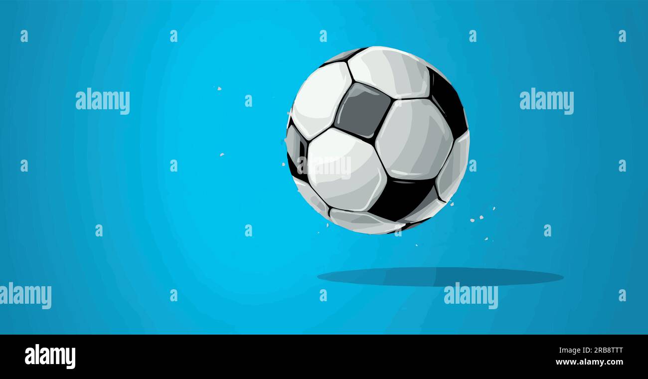 Abstract soccer ball on blue watercolor panoramic background, mosaic ...
