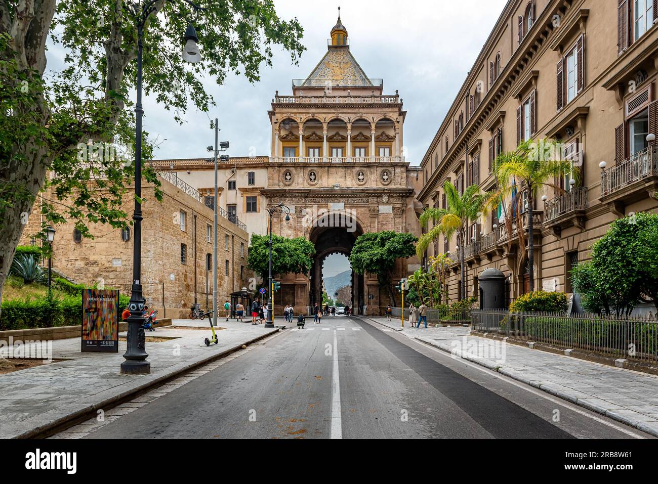 Palermo, Italy - May 18, 2023: Porta Nuova in Palermo, a medieval gate ...