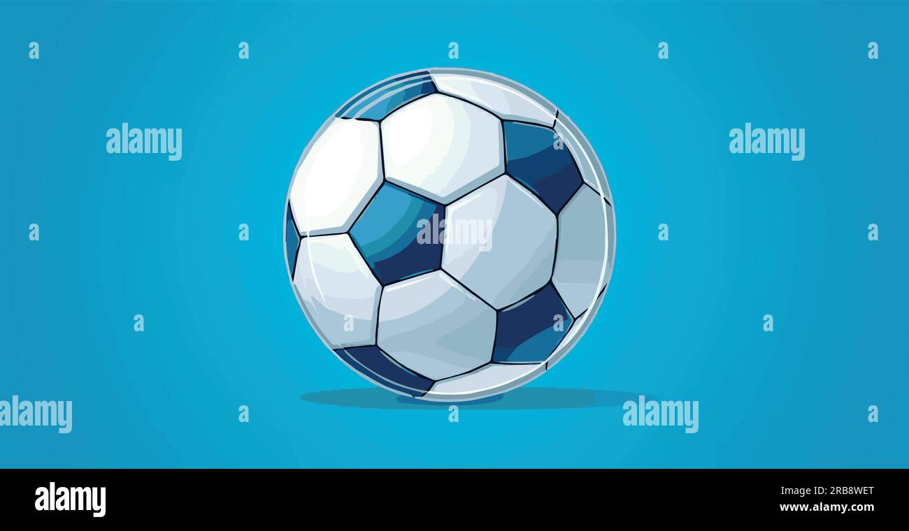 Abstract soccer ball on blue watercolor panoramic background, mosaic ...