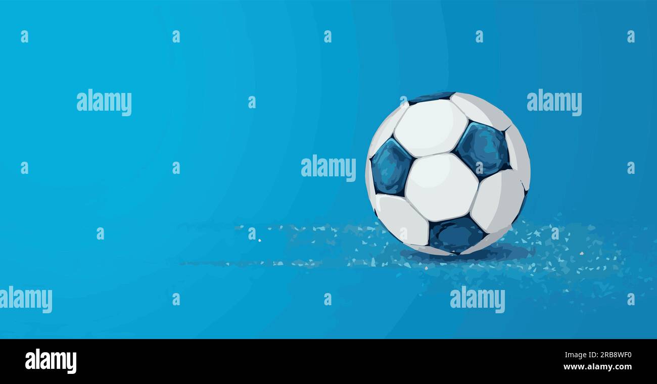 Abstract soccer ball on blue watercolor panoramic background, mosaic ...