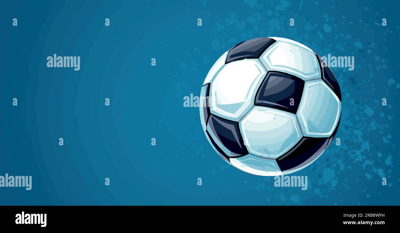 Abstract soccer ball on blue watercolor panoramic background, mosaic ...