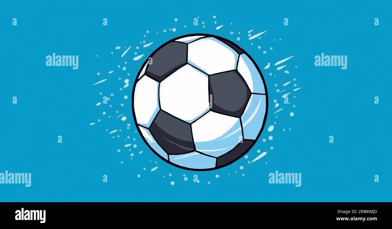 Abstract soccer ball on blue watercolor panoramic background, mosaic ...