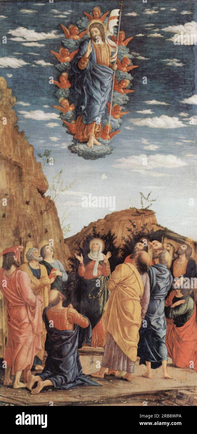 The Ascension, left hand panel from the Altarpiece 1461 by Andrea Mantegna Stock Photo - Alamy