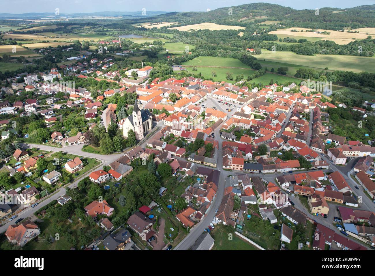Bavorov historical town aerial panorama landscape view, South Bohemia ...