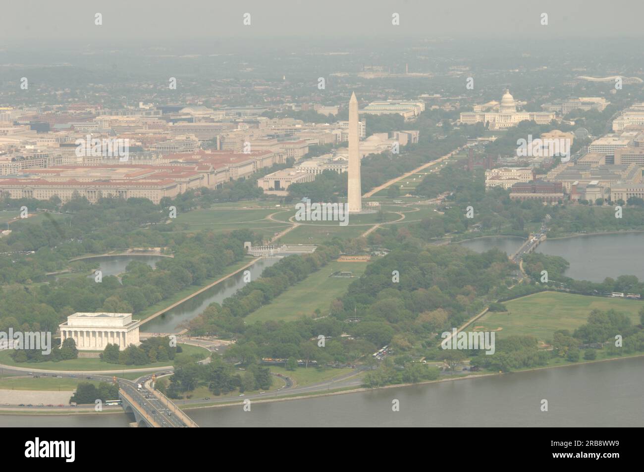 Aerial views of Washington, D.C. buildings, monuments, landscapes ...