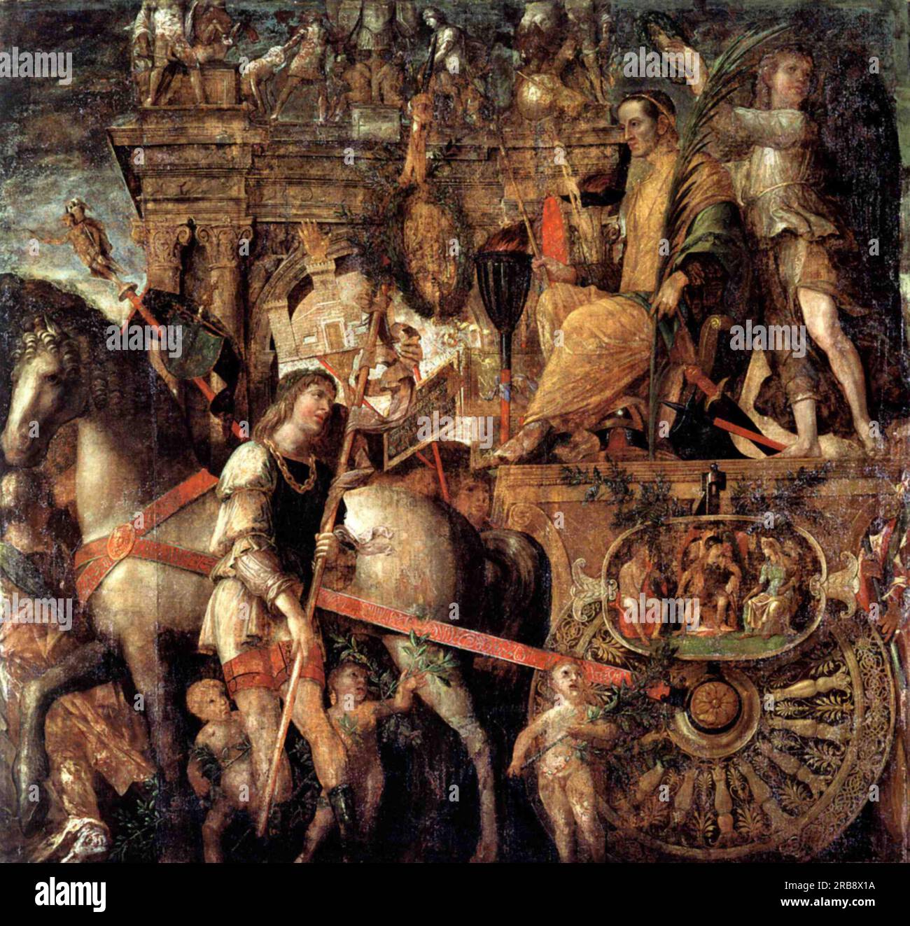 Julius Caesar on a triumphal car 1506 by Andrea Mantegna Stock Photo ...
