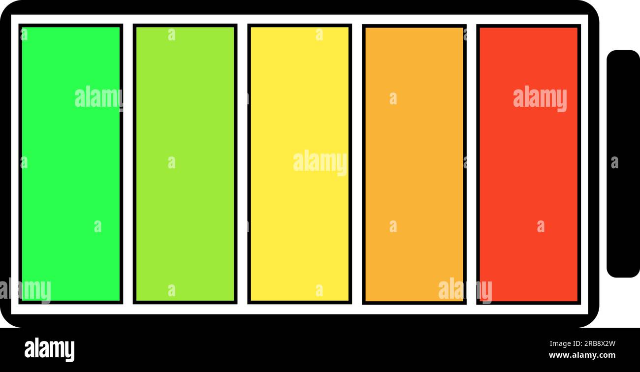 Battery indicator icon in black color vector graphics with charge from ...