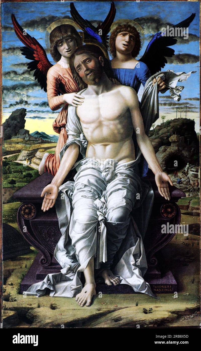 Christ of Pity supported by a cherub and a seraph 1490 by Andrea ...