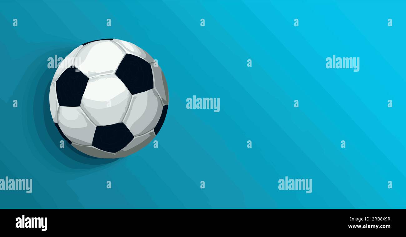 Abstract soccer ball on blue watercolor panoramic background, mosaic ...