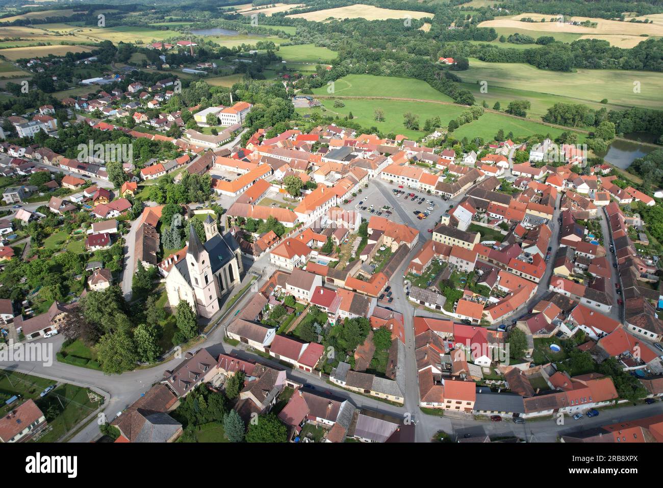 Bavorov historical town aerial panorama landscape view, South Bohemia ...