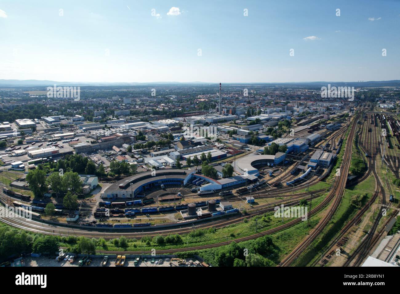 default Railway turntable for locomotives aerial view train turntable ...
