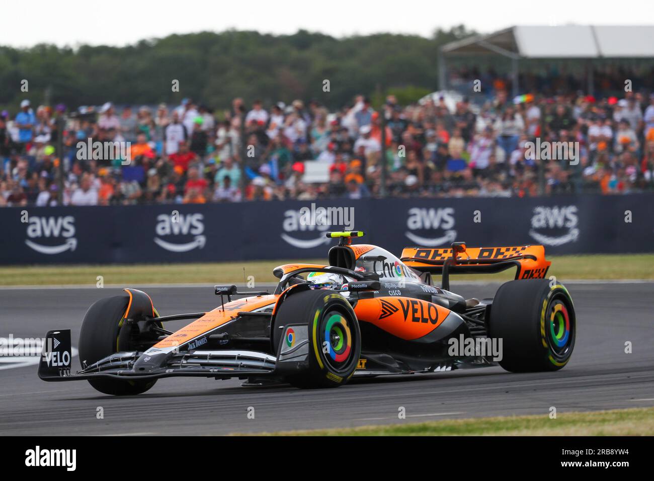 Silverstone, UK. 8th July, 2023. Lando Norris (GBR) McLaren MCL60 ...