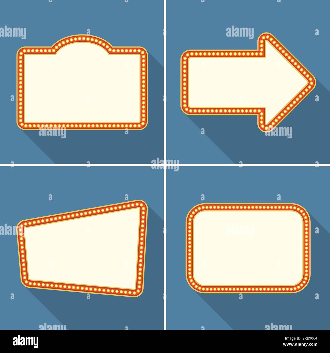 Retro frames with lights, flat design, vector eps10 illustration Stock ...