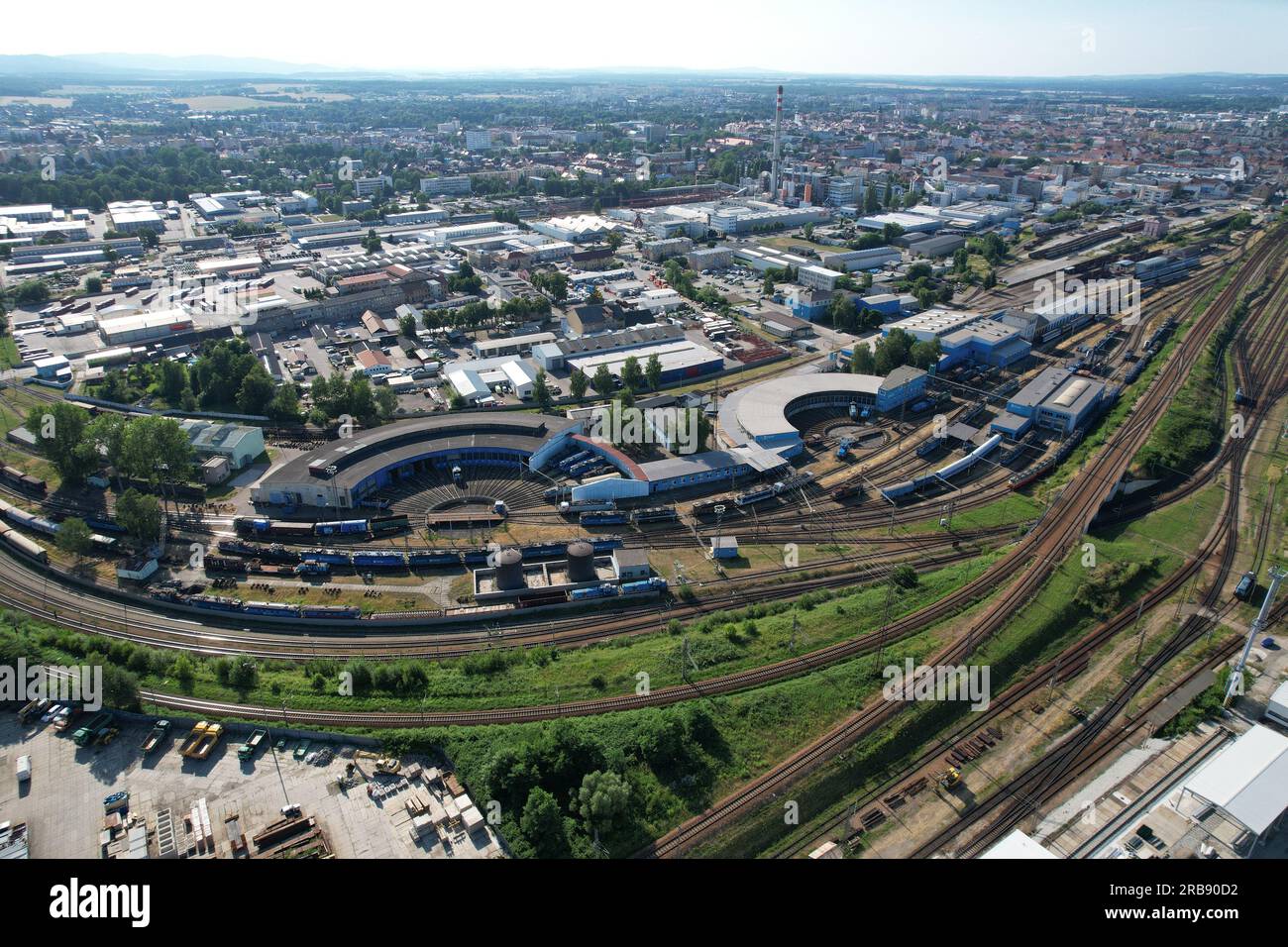 default Railway turntable for locomotives aerial view train turntable ...