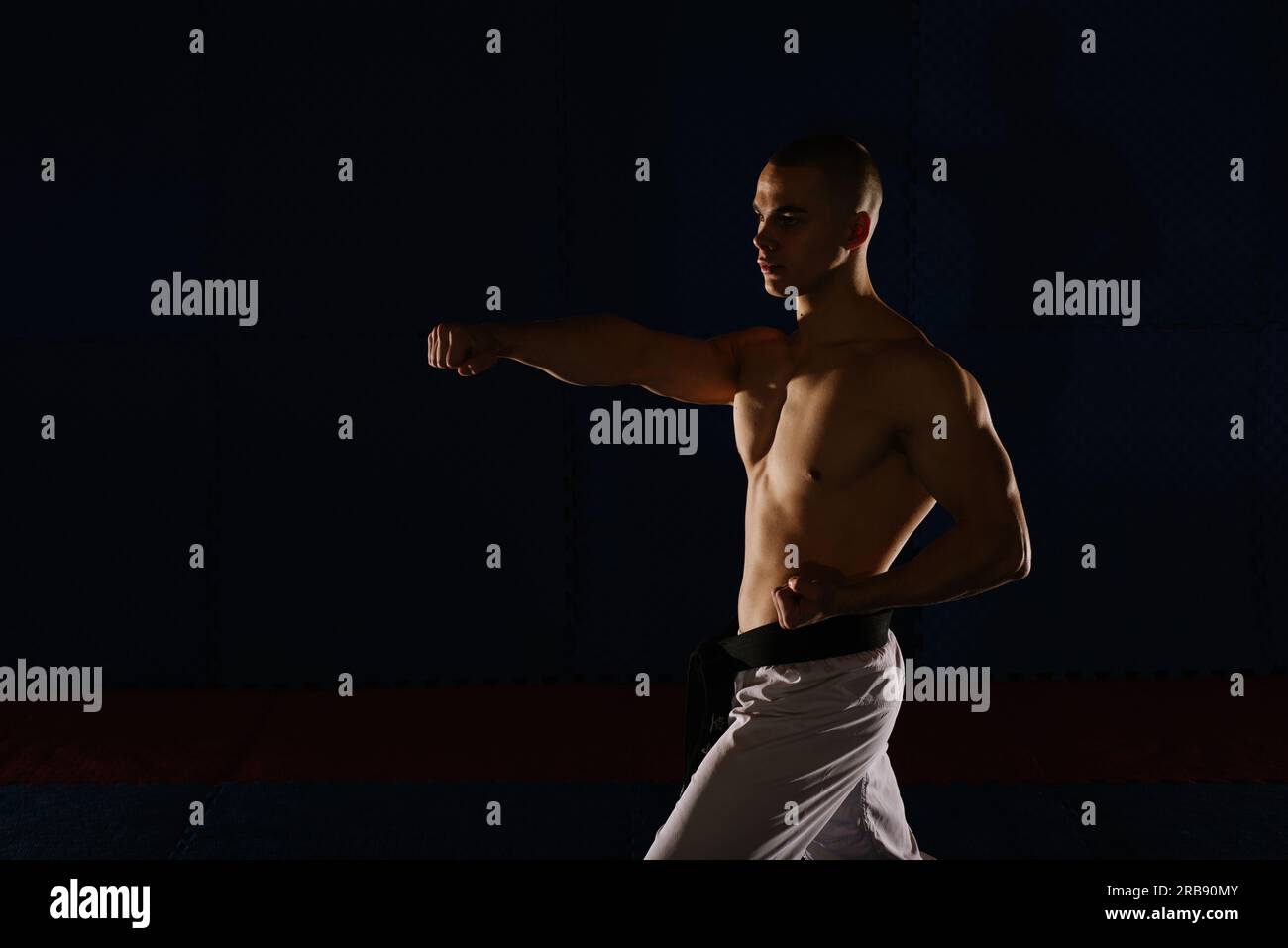 Close up of good looking young man doing the Oi tsuki pose at the ...