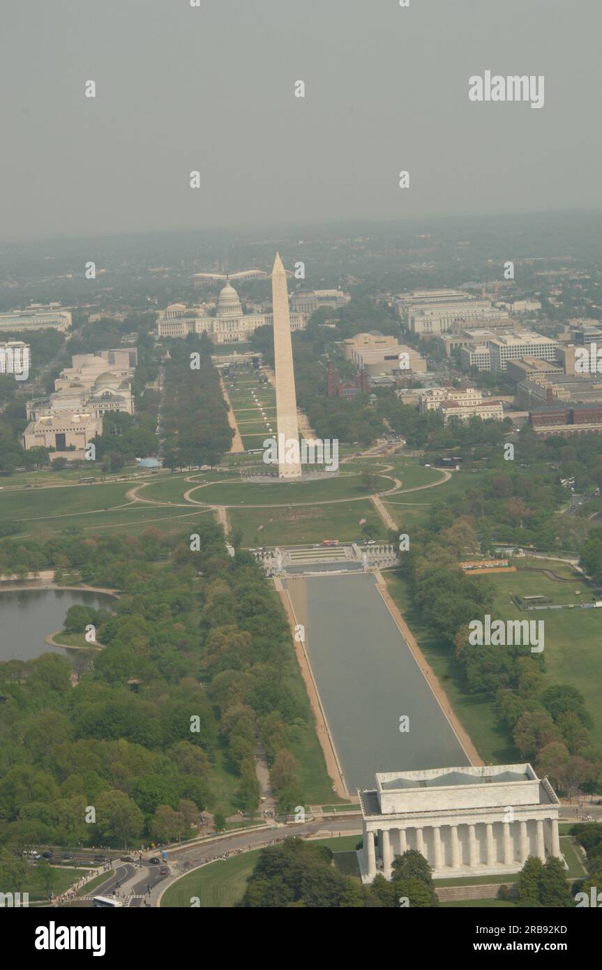 Aerial views of Washington, D.C. buildings, monuments, landscapes ...