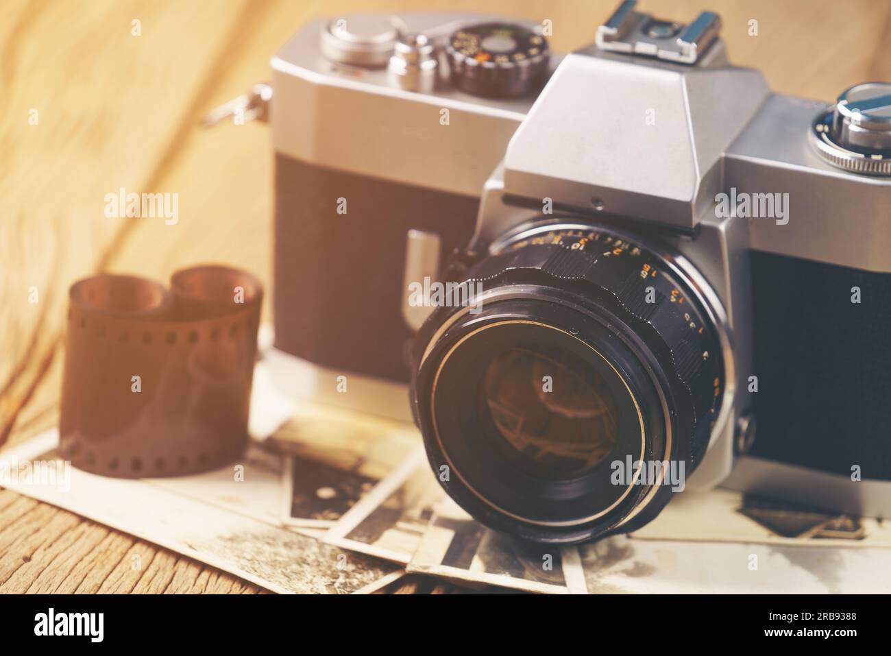 vintage camera on the background of old photos Stock Photo - Alamy