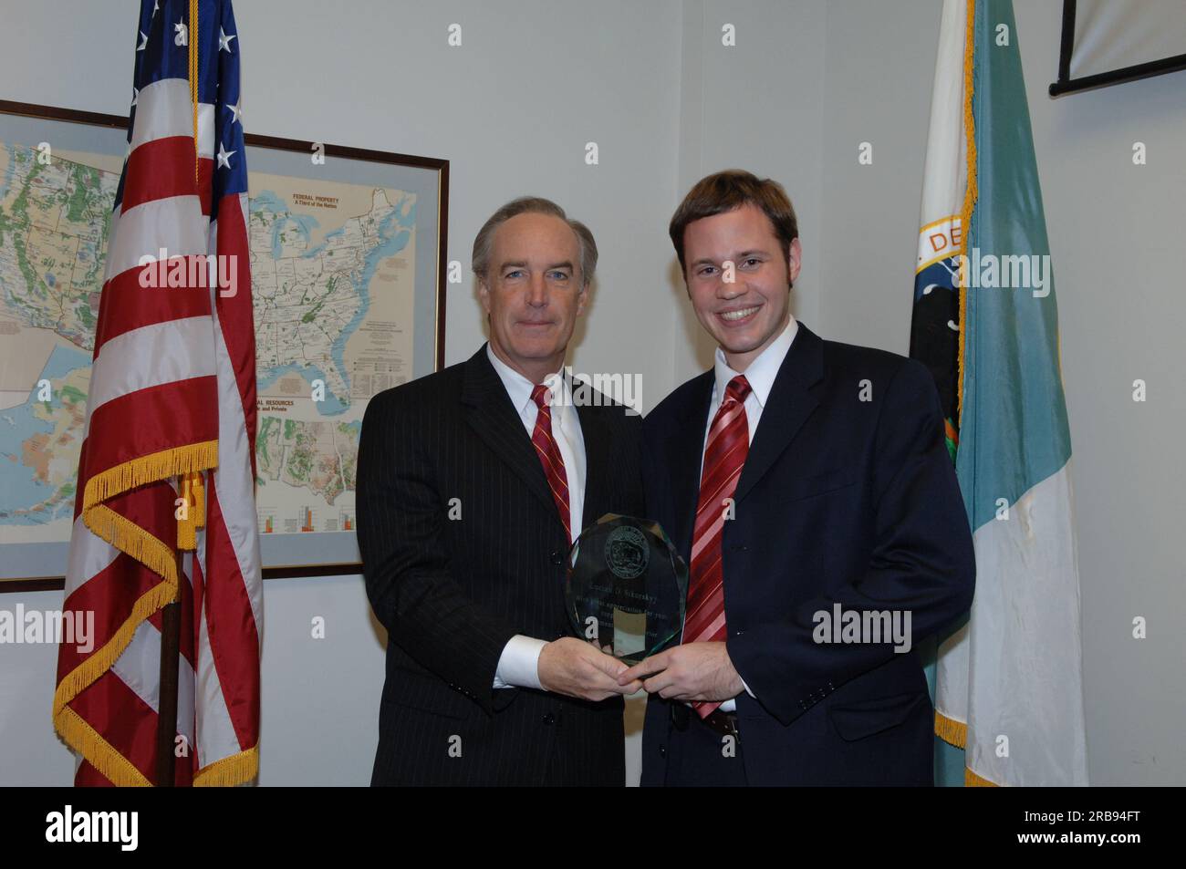 Secretary Dirk Kempthorne with Interior honoree, Lucian Sikorskyj Stock ...