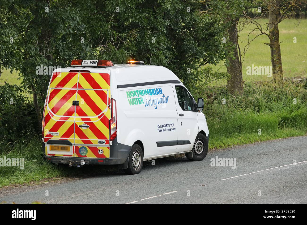 Northumbrian Water van parked at the side of the road while dealing ...