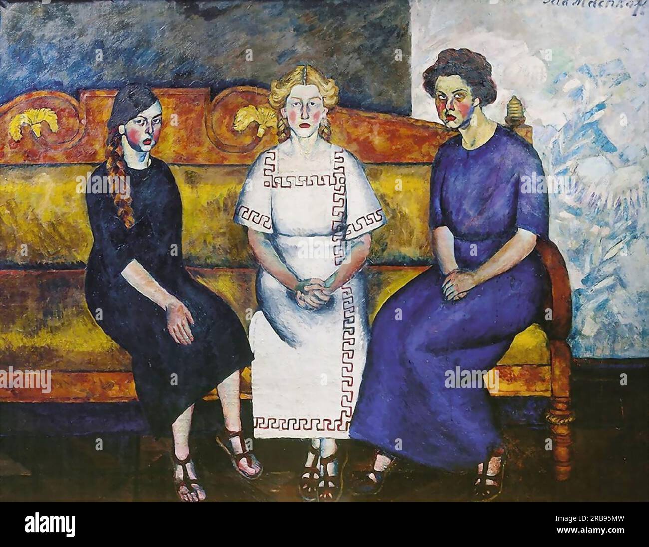 Three sisters on the couch. Portrait of N. Samoilova, L. Samoilova and ...
