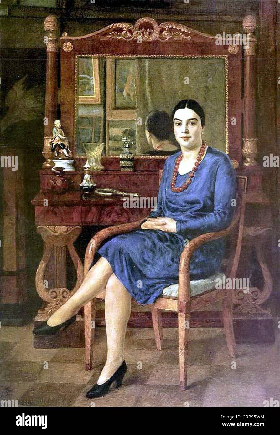 Portrait of Z.D.R. (Lady in blue) 1927 by Ilya Mashkov Stock Photo - Alamy