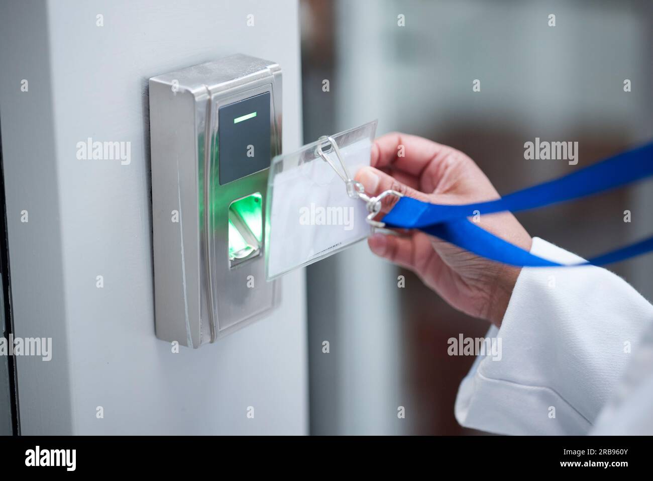 Hand, key card and fingerprint for security door, entrance or access ...
