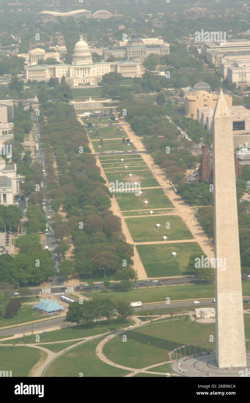Aerial views of Washington, D.C. buildings, monuments, landscapes ...