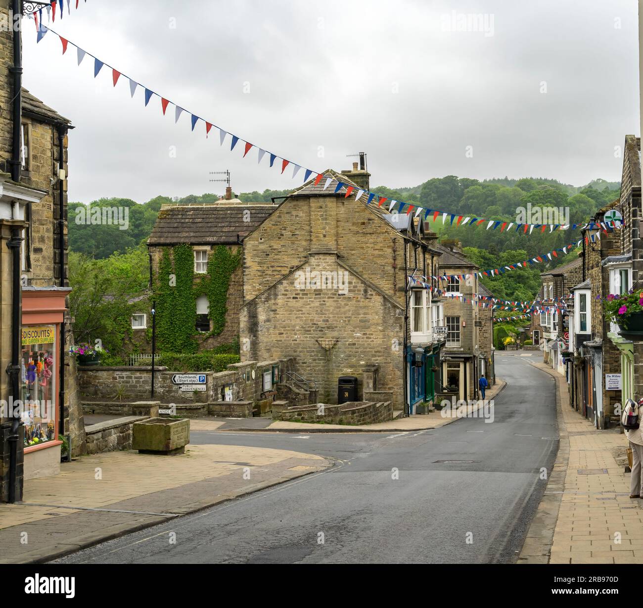 View down High Street, Pateley Bridge, Nidderdale, North Yorkshire ...
