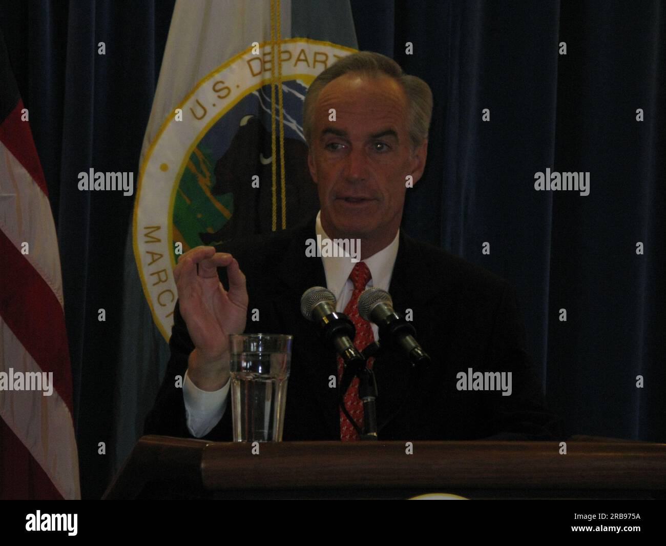 Secretary Dirk Kempthorne leading press conference, at Main Interior ...