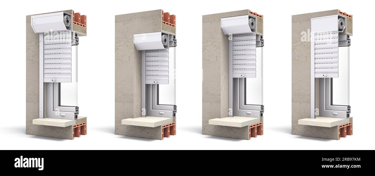 Types of external roller blinds. Cross section of various installation ... Types of external roller blinds. Cross section of various installation ...