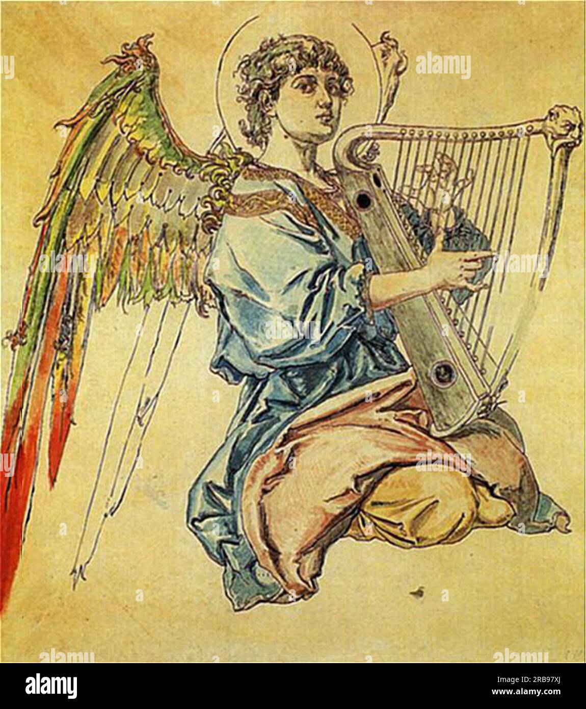 Angel with harp by Jan Matejko Stock Photo - Alamy
