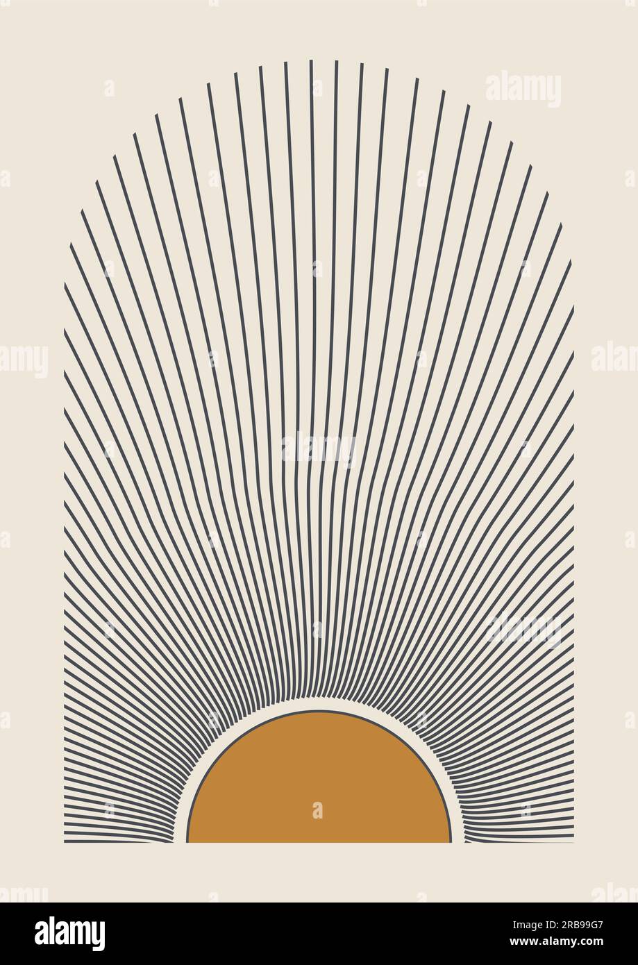 Aesthetic illustrations with minimalist sun poster. Modern art Stock ...