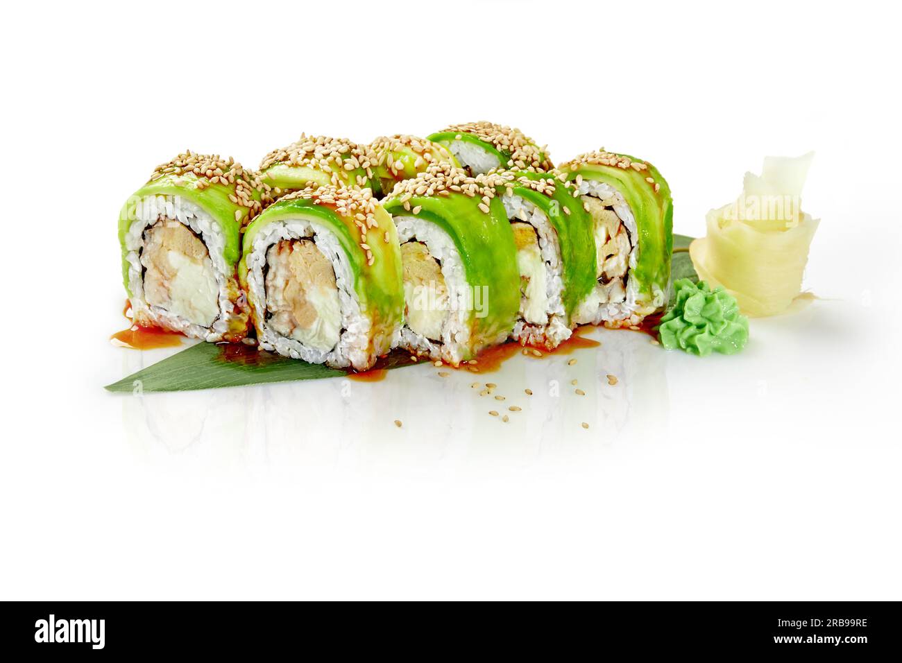 Rolls with eel, tamagoyaki, cream cheese, avocado, unagi sauce and ...